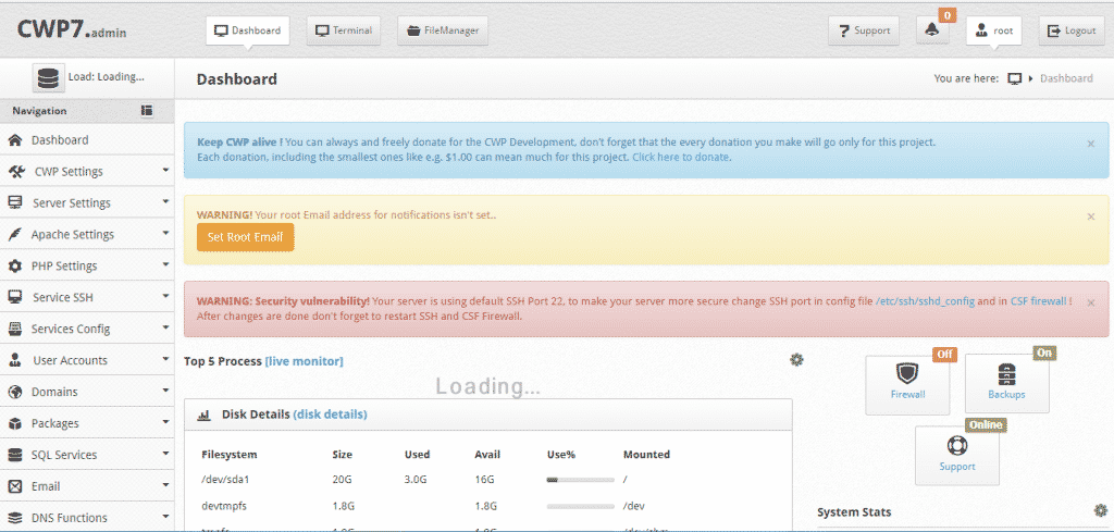 Control Web Panel, Control Web Panel Kurulumu, CWP Kurulum